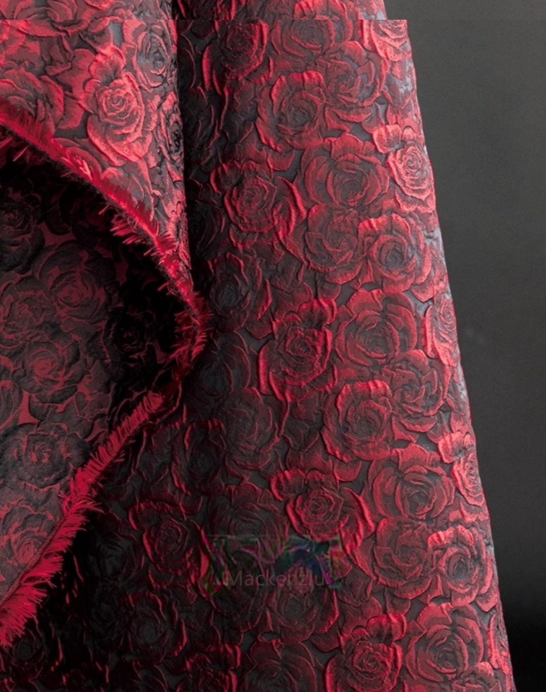 Wine Red Rose Jacquard Fabric: Cheongsam, Coat, Dress - 1/2 Yard - Etsy