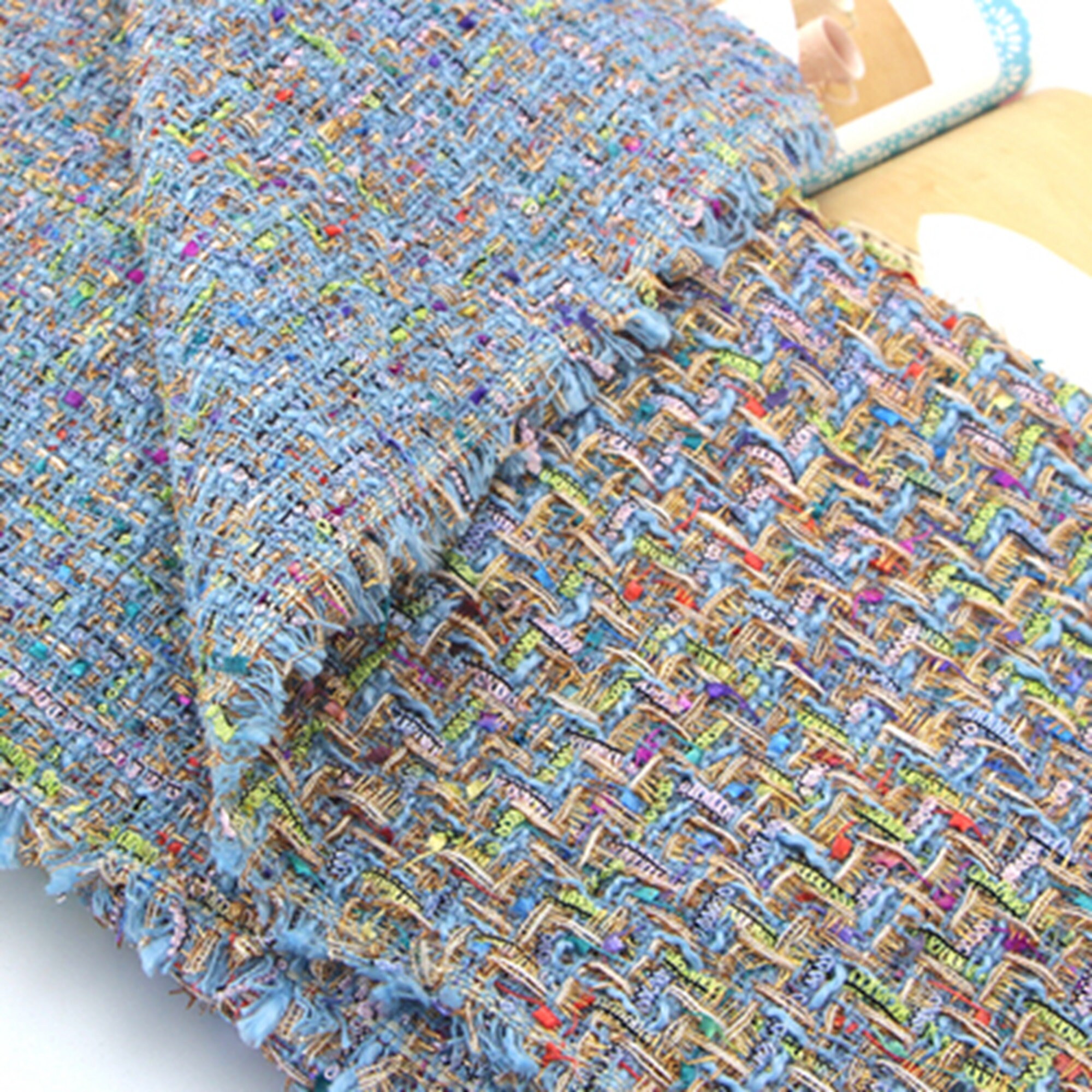 Coat Fabric Woven Fabric Golden Line and Fancy Tweed Fabric - Etsy