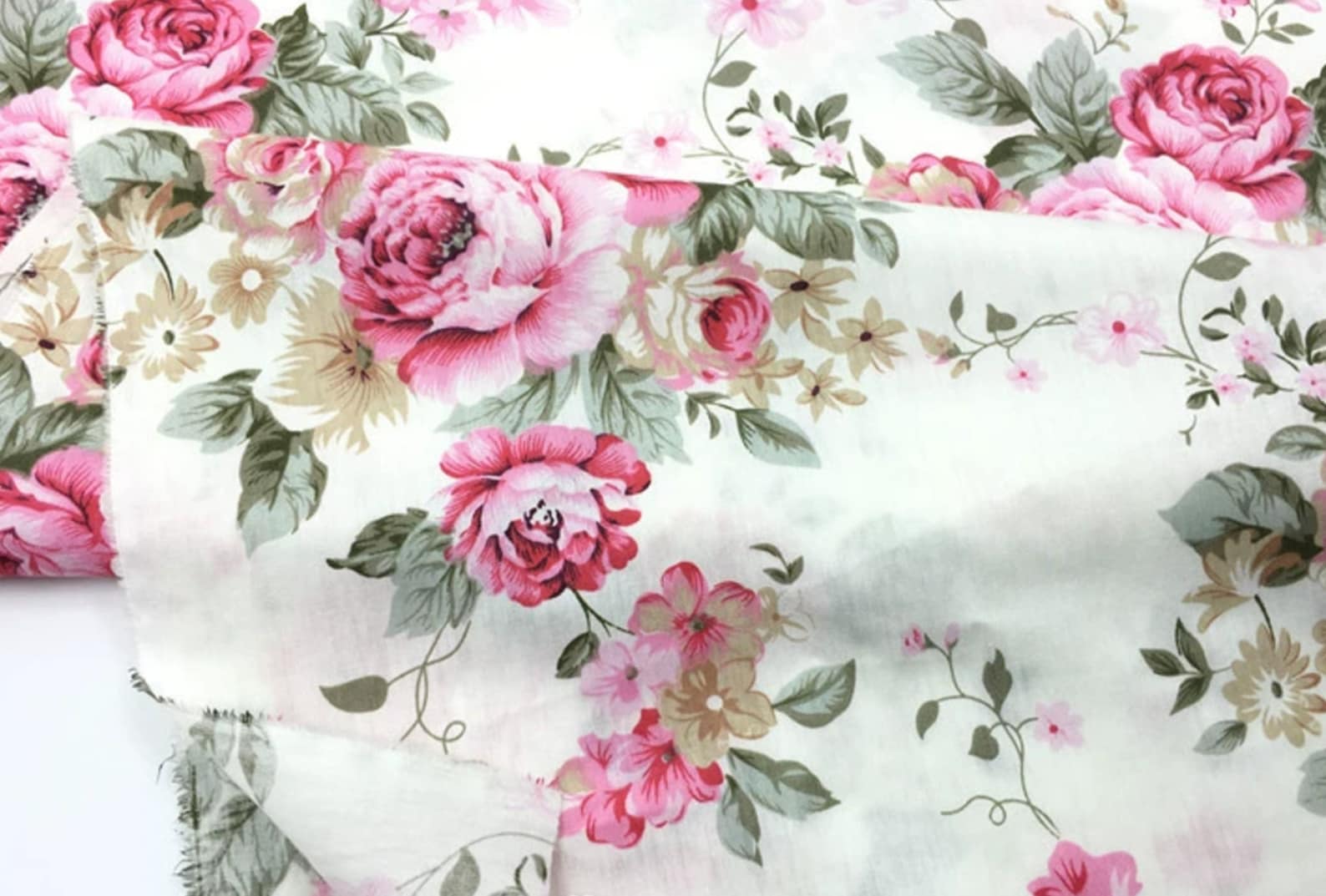 Pastoral Flowers Cottontwill Fabric Cottage Chic Peony 1/2 Yard(length ...