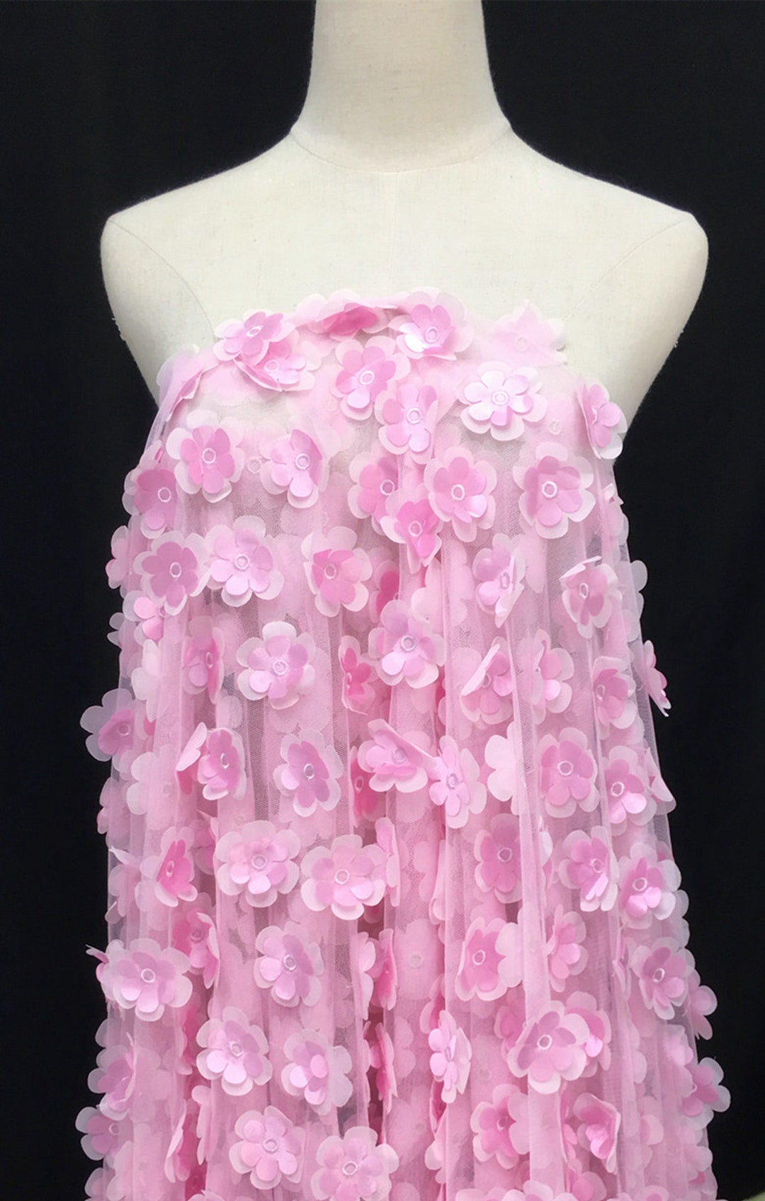 Mesh Embroidery Three-dimensional Flower Fabric, Lace Fabric, Three ...