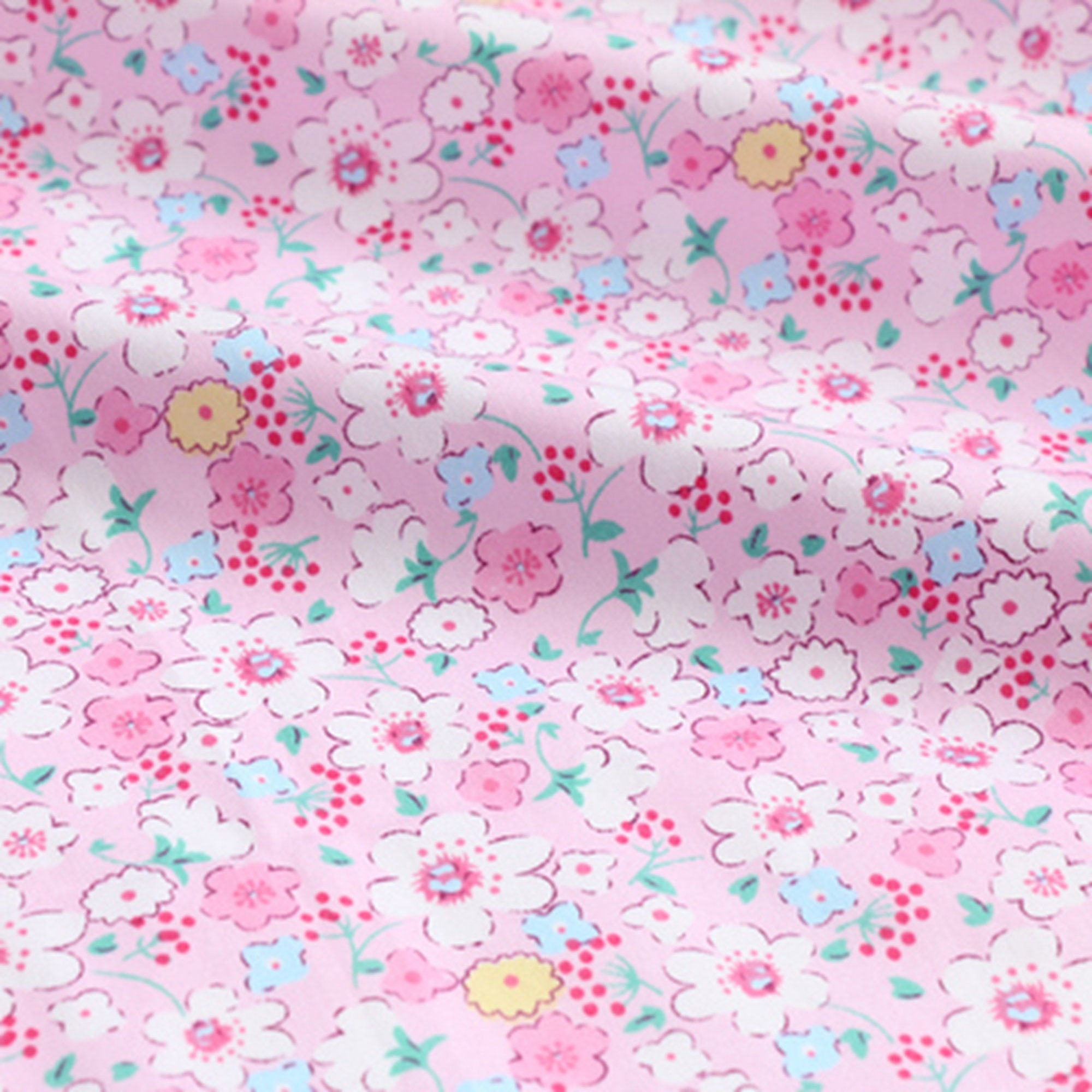 Pink and Green Floral Fabrics Cute Floral Fabrics Cotton - Etsy