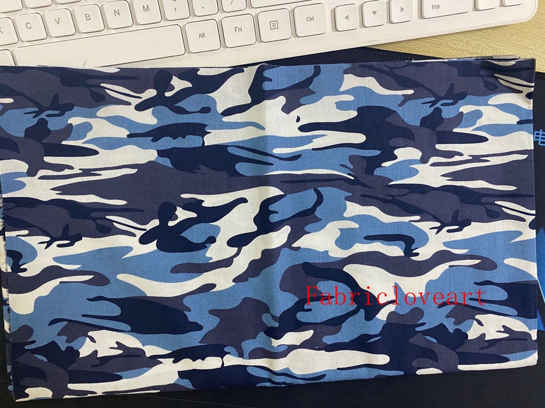 Blue Camouflage Print Cotton Fabric - 57" Wide BTY - Etsy