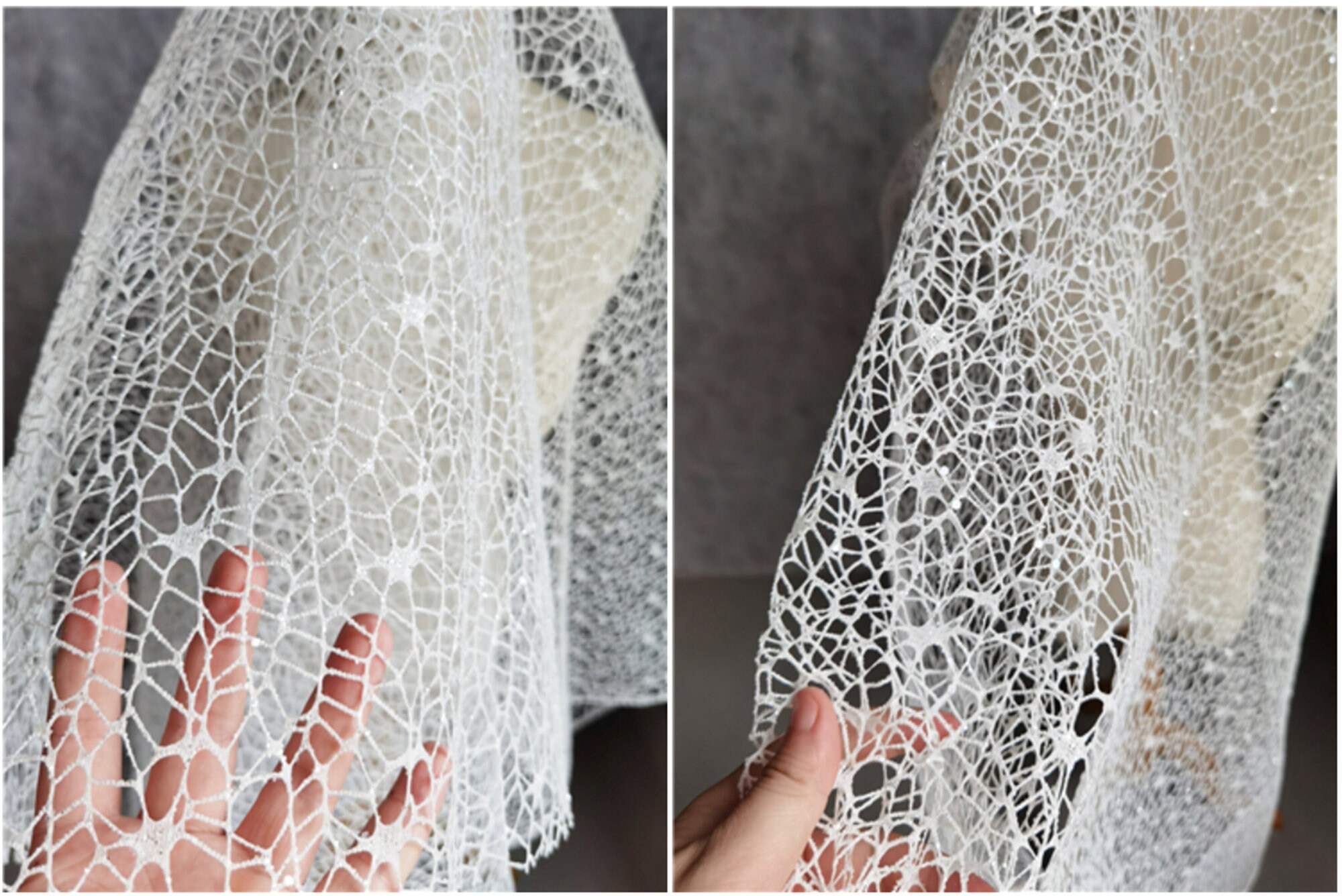 White Texture Large Mesh Mesh Fabric, Graduation Design Fabric, Wedding ...