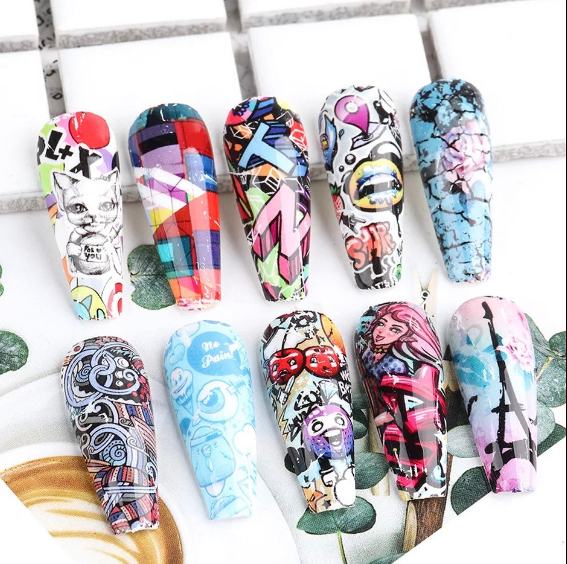 10 Pieces Set Box Cartoon Nail Foil 20 Cm Each Piece - Etsy