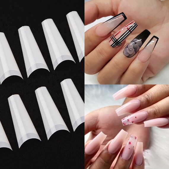 500 Pieces Set Natural Coffin Shape Nail Tips Etsy