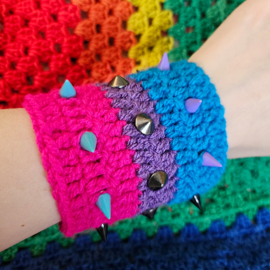 MK 2 XL Bisexual Pride Flag Spiked and Studded Alternative Crocheted ...