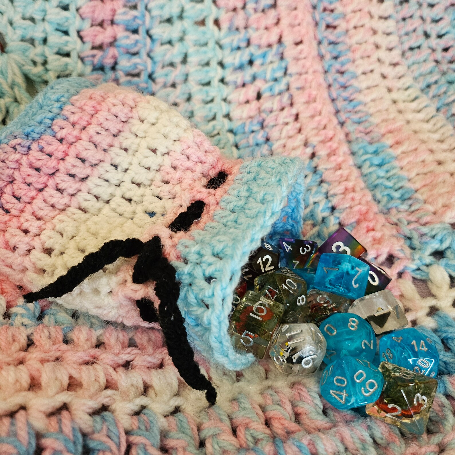Crochet Transgender Pride Flag Dice Bag DND - Etsy