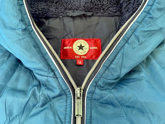 1990's Vintage Converse Bomber Jacket Blue Quilted Ho… - Gem