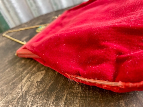 Antique 1930's Red Evening Purse Gold Green Jewelled … - Gem