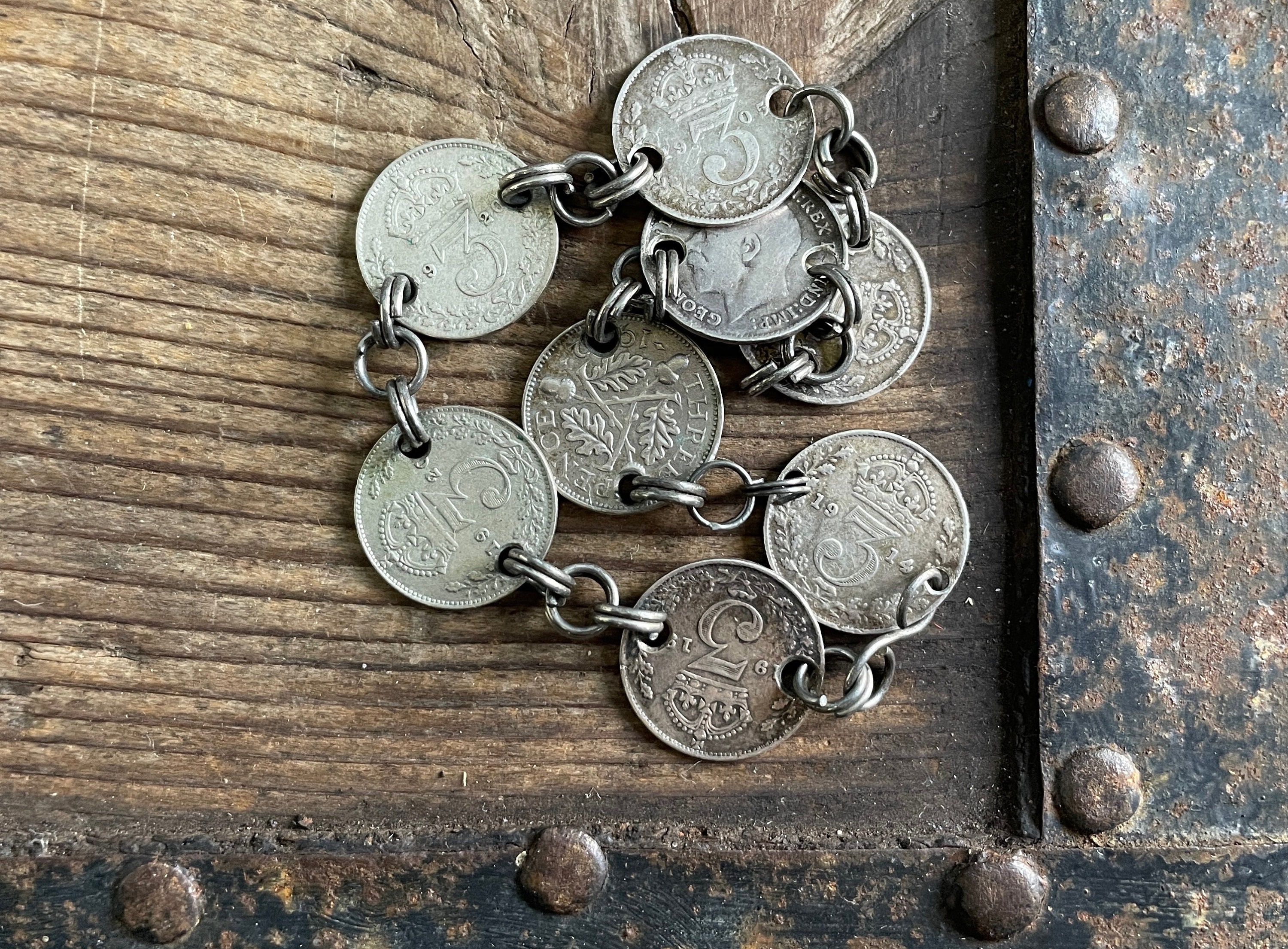 Antique WW1 Trench Art Silver Coin Bracelet OOAK - Etsy