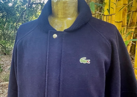 Veste universitaire Lacoste Baseball vintage des annees 1990 en laine bleu marine Sz XL OOAK Etsy France