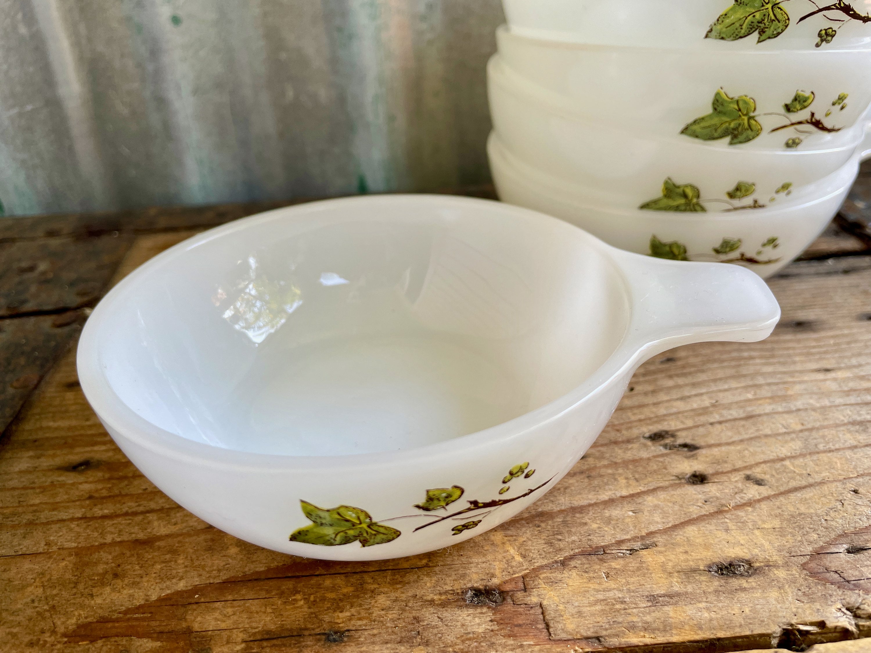 Vintage Pyrex Round Ramekins With Leaf Design X 6 Mid Century - OOAK - Etsy