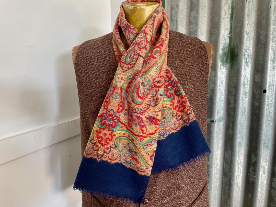 1970's Vintage Wool Ascot Cravat Neck Scarf Classic Red Green - 27 X ...