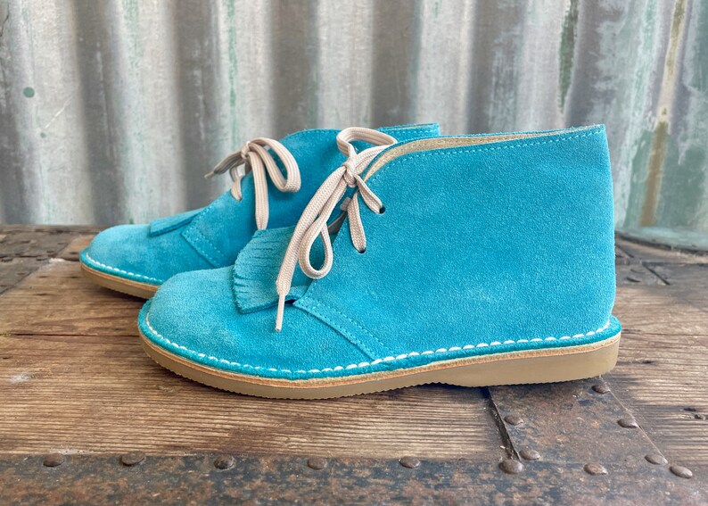 Kid's Turquoise Blue Suede Shoes Boots 'olive Loves Alfie' Sz 31 - OOAK ...