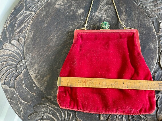 Antique 1930's Red Evening Purse Gold Green Jewelled … - Gem
