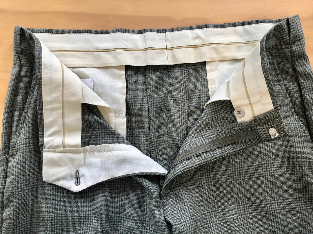 1970s Vintage Green Check Trousers - Size 34, Retro Style - Etsy