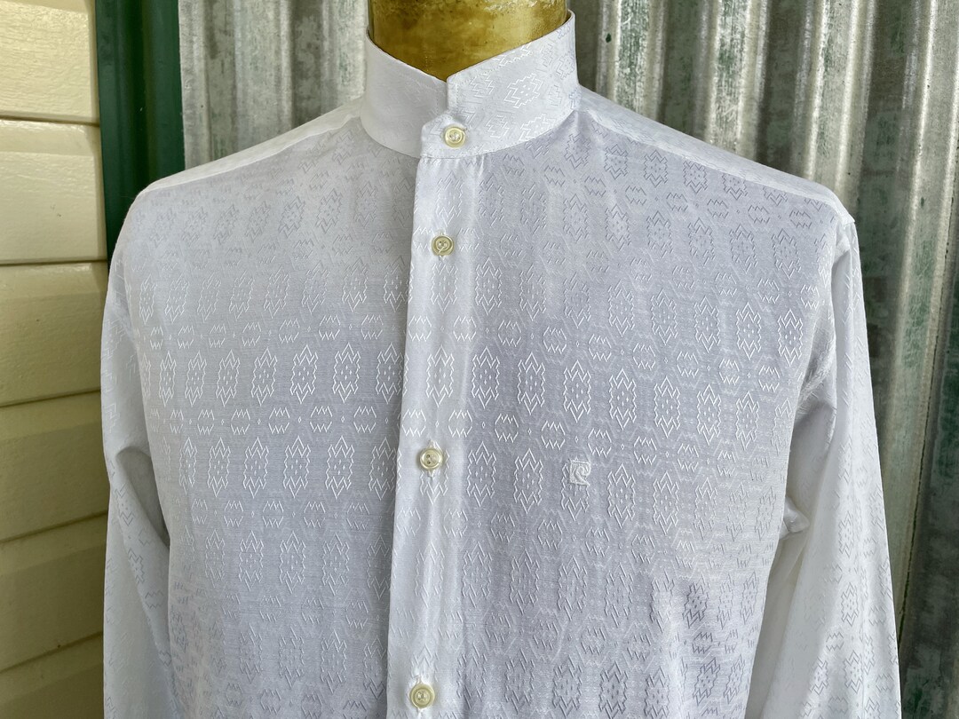 1990's Pierre Cardin Crisp White L/S Shirt Mandarin Collar Sz M OOAK ...