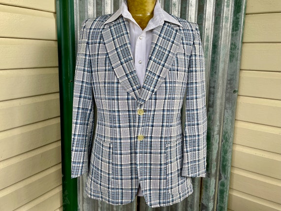 1970's Vintage Men's Blazer Blue Check Made in Austra… - Gem