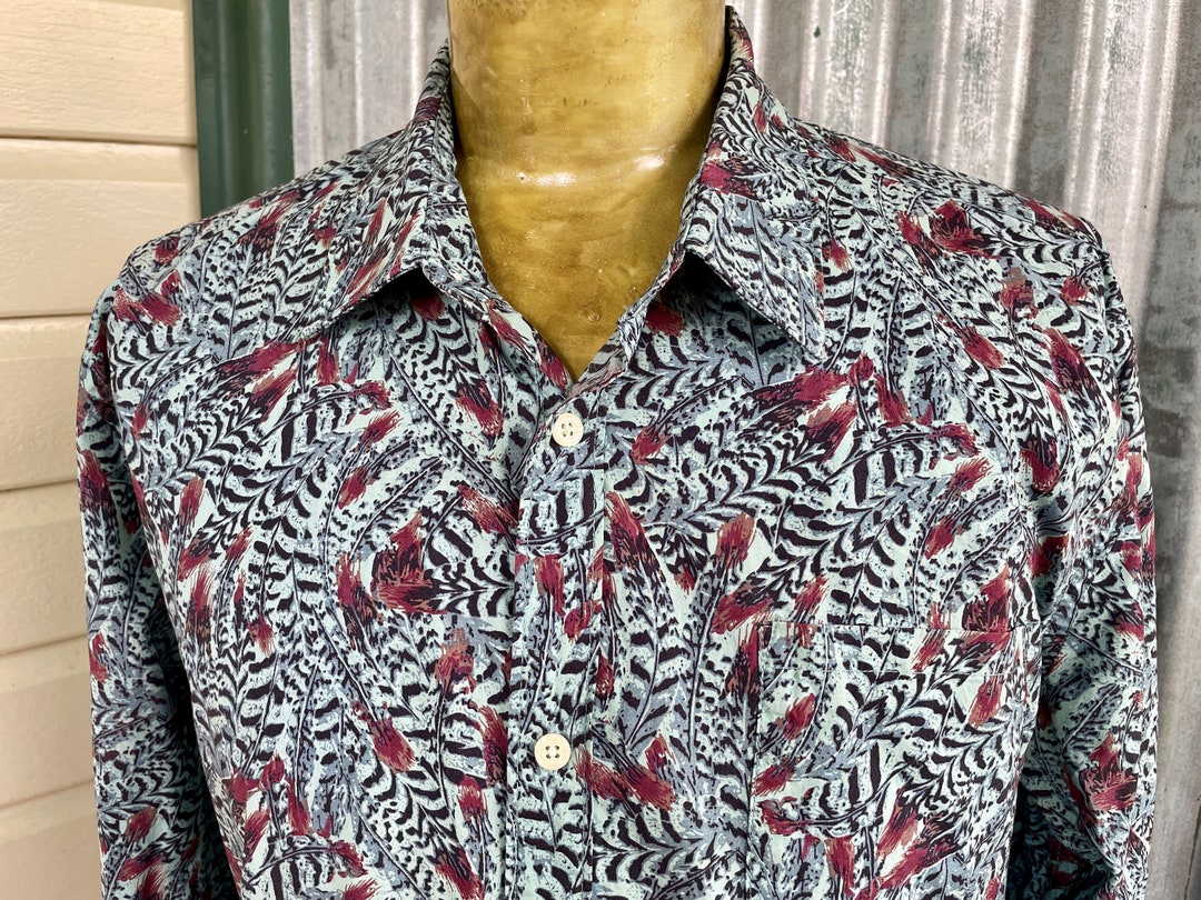 1990's Scotch & Soda Red Blue White Feather Design Amsterdam L/S Sz XL ...