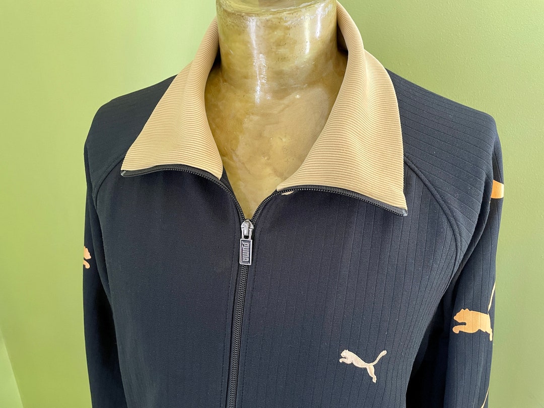1990's Vintage Puma Track Top Light Jacket Black Yellow Sz XL - OOAK - Etsy