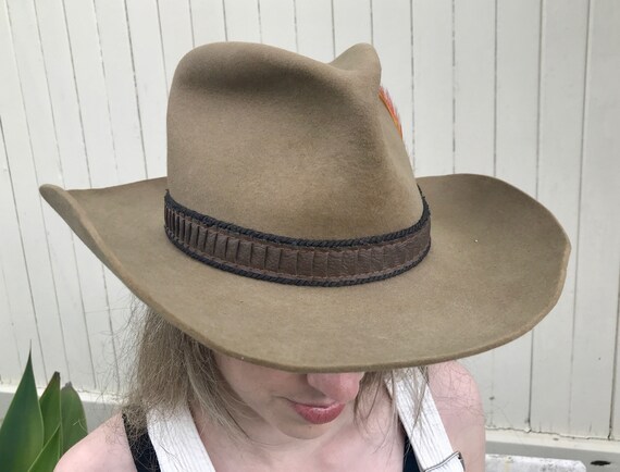 Vintage Stetson 4 x Beaver Wool Felt Cowboy Hat Small… - Gem