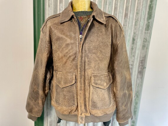 1990's Vintage Adler Aviator Bomber Leather Jacket So… - Gem