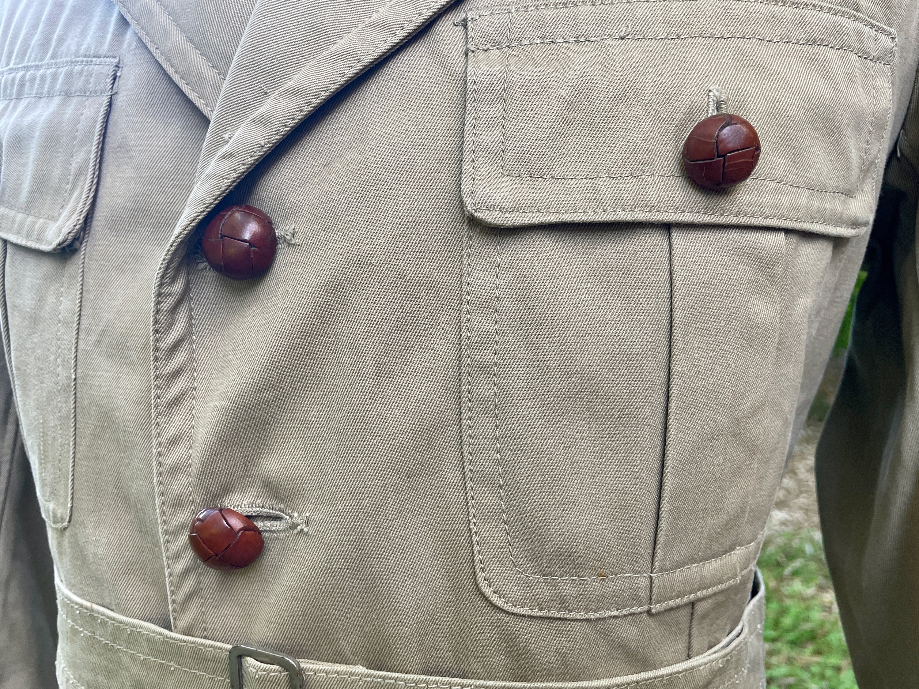 1970's Vintage Belted Safari Jacket Khaki Colour Retro Pockets Sz S ...