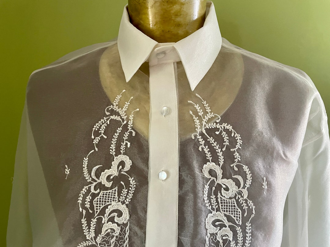 Traditional Filipino Barong Tagalog L/S Shirt Silk Sz XXL OOAK - Etsy