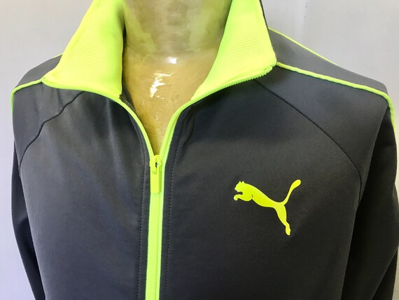 1990's Vintage Track Top Light Jacket Black Neon Gree… - Gem