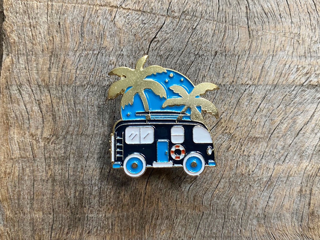 Enamel Pin - Camper Van in Blue - Etsy