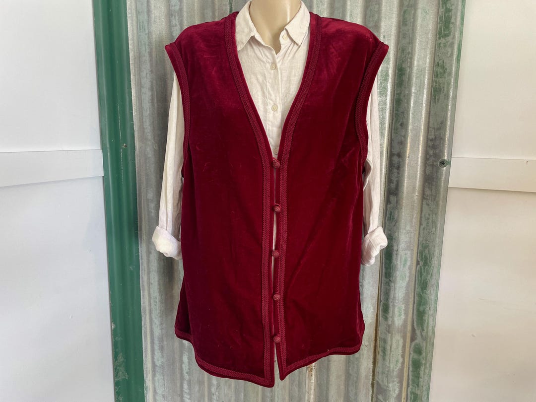 1980's Vintage Women's Red Velvet Vest Sz L - OOAK - Etsy