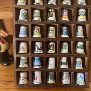 Vintage Porcelain Thimble Collection 50 Piece in Display Box Wall Mount ...