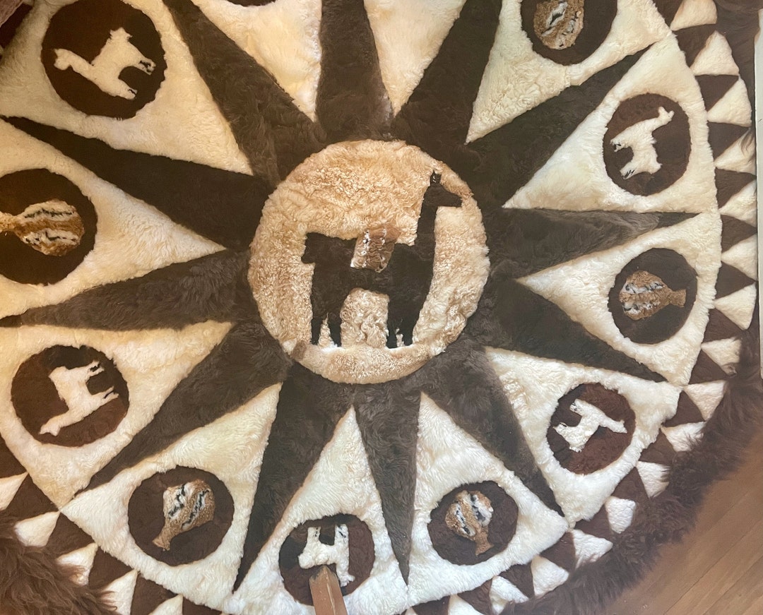 1970's Vintage Alpaca Fur Rug Large Wool Super Soft Round Star - OOAK ...
