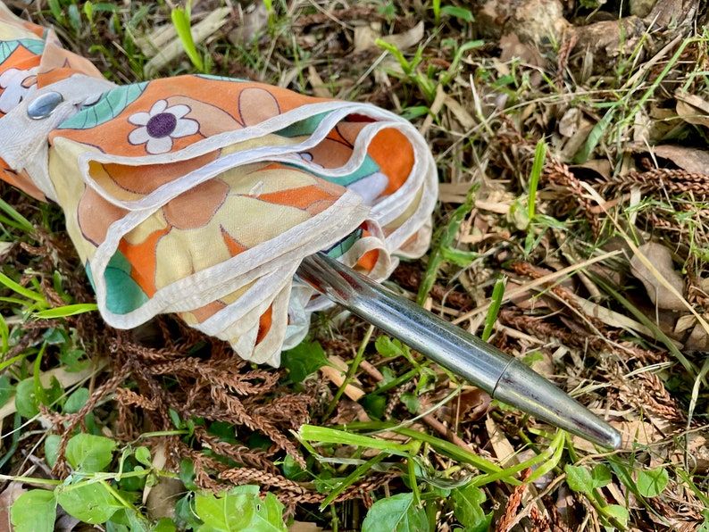 1960's Vintage Small Umbrella Floral Retro Extendable Orange Yellow ...