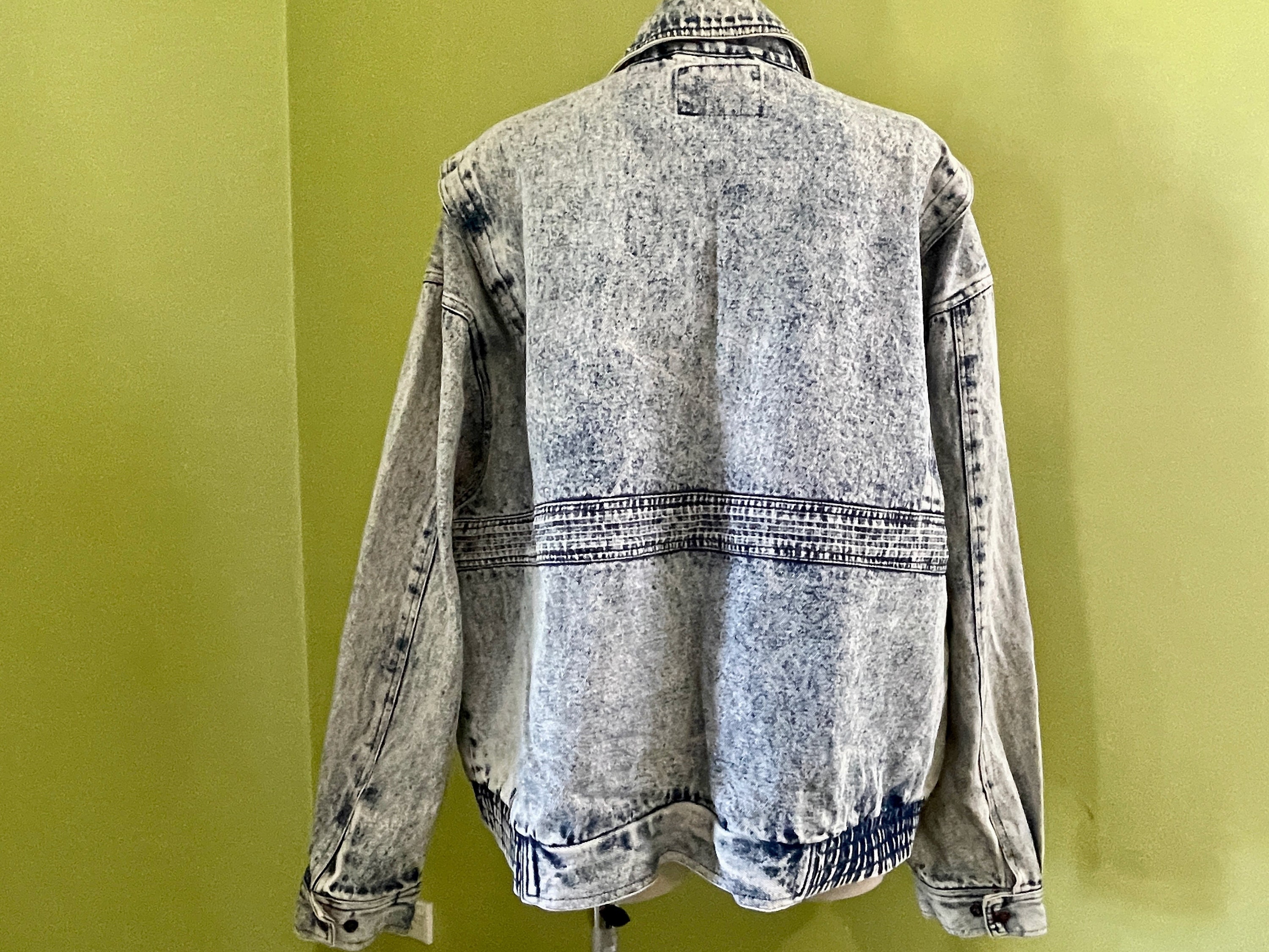 1980's Vintage Snow Washed Denim Bomber Jacket Retro Sz XL - Etsy