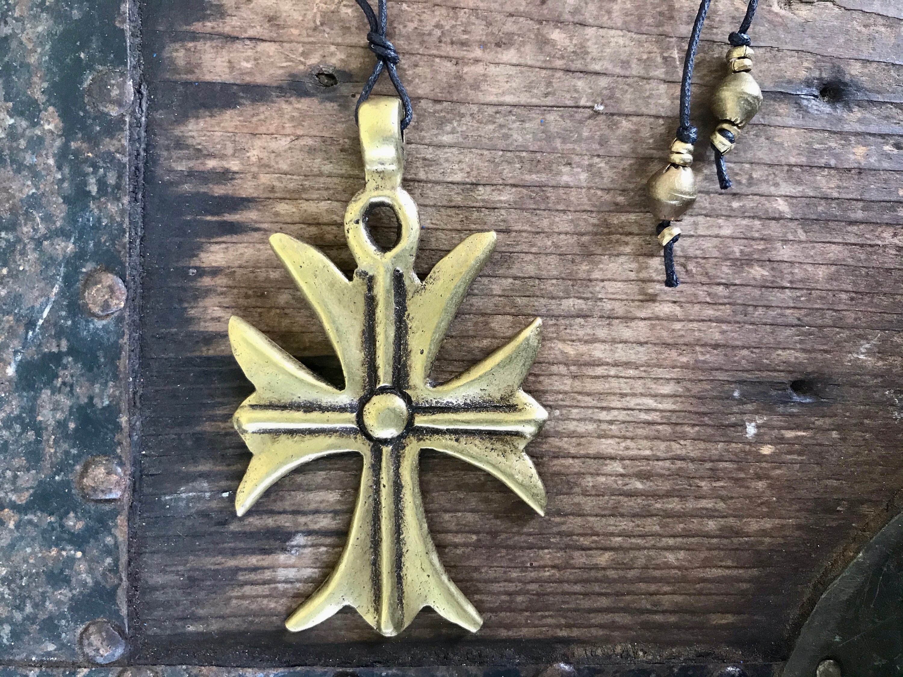 Tribal African Coptic Cross Hand Crafted Necklace Bronze Pendant OOAK ...