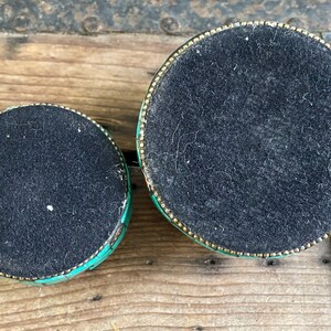 Set of Two Vintage Turquoise Red Coral Trinket Box Round - OOAK - Etsy