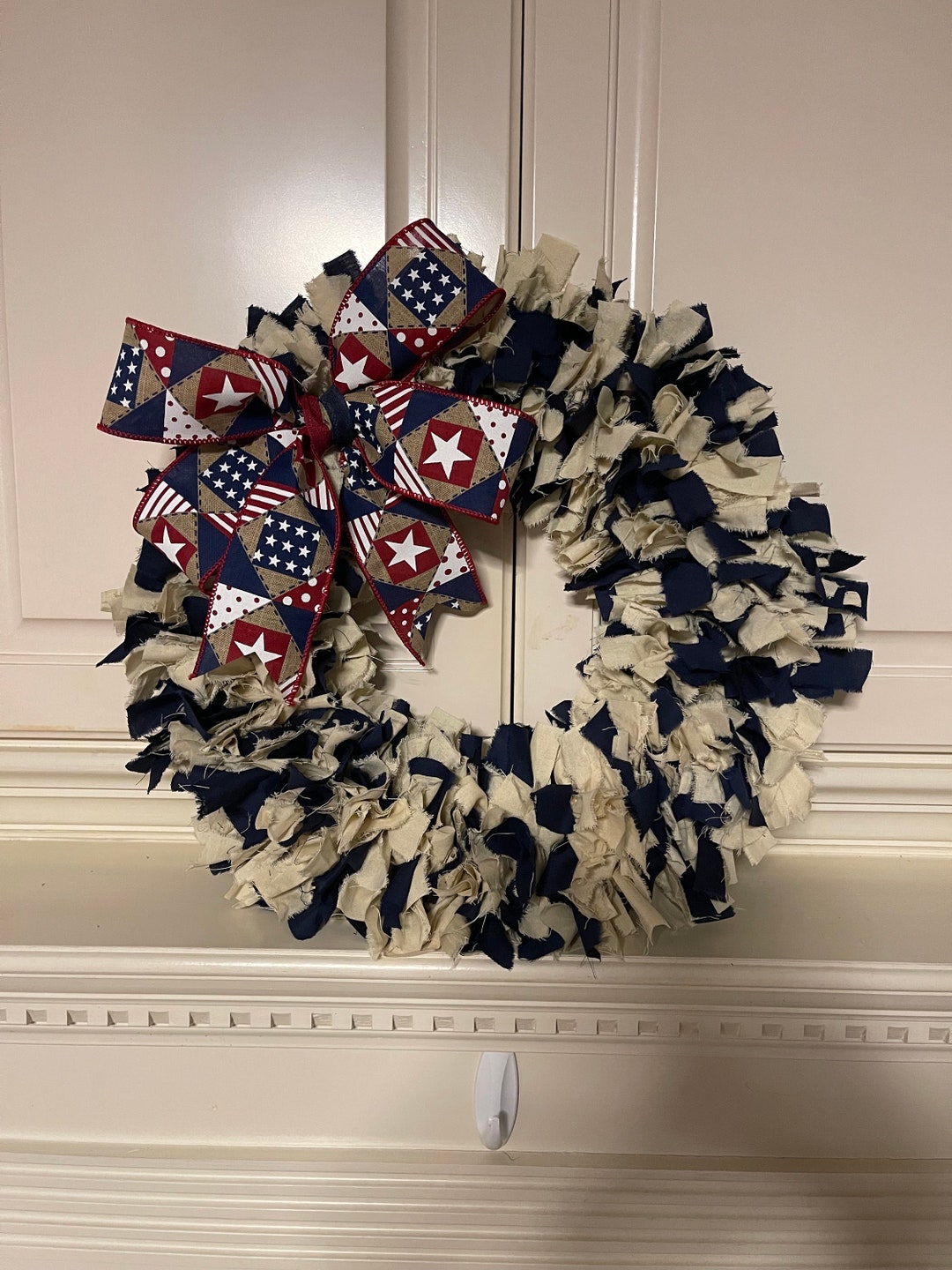 Patriotic Theme Inspired Handmade Rag Wreath - Etsy