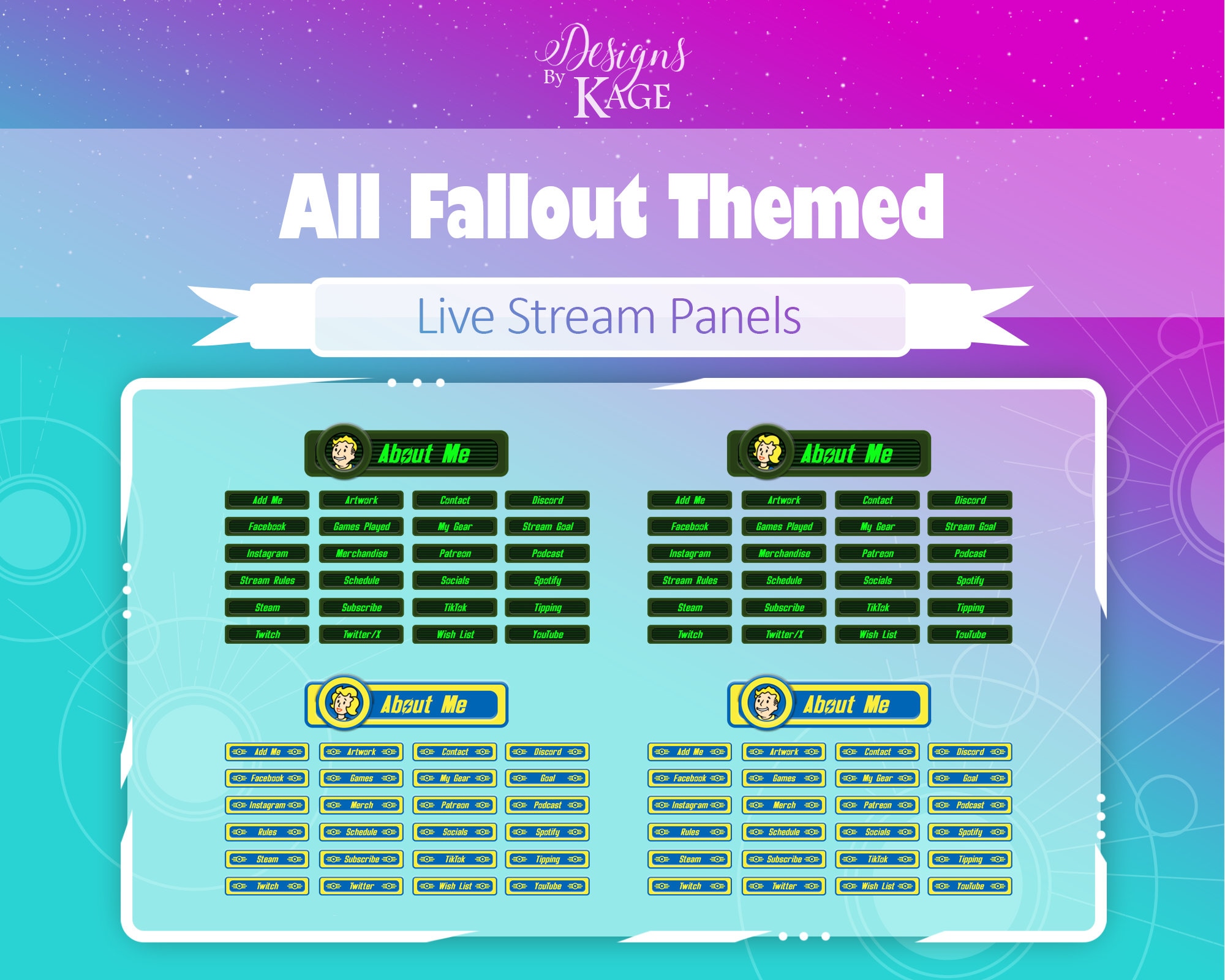 Fallout Vault-tec Featuring Vault Boy Stream Panels Twitch Panels, Kick ...