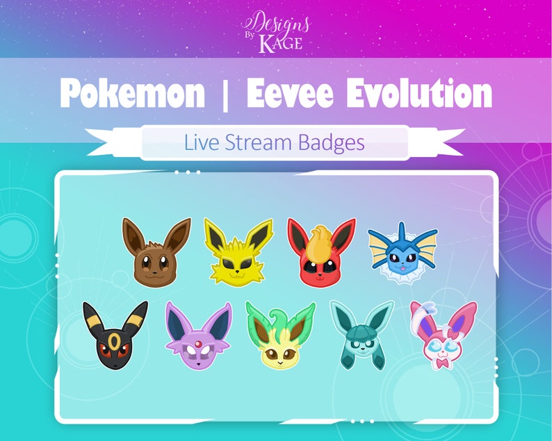 Pokemon Eevee Evolution X9 Stream Sub Badges Pack Twitch Badges ...