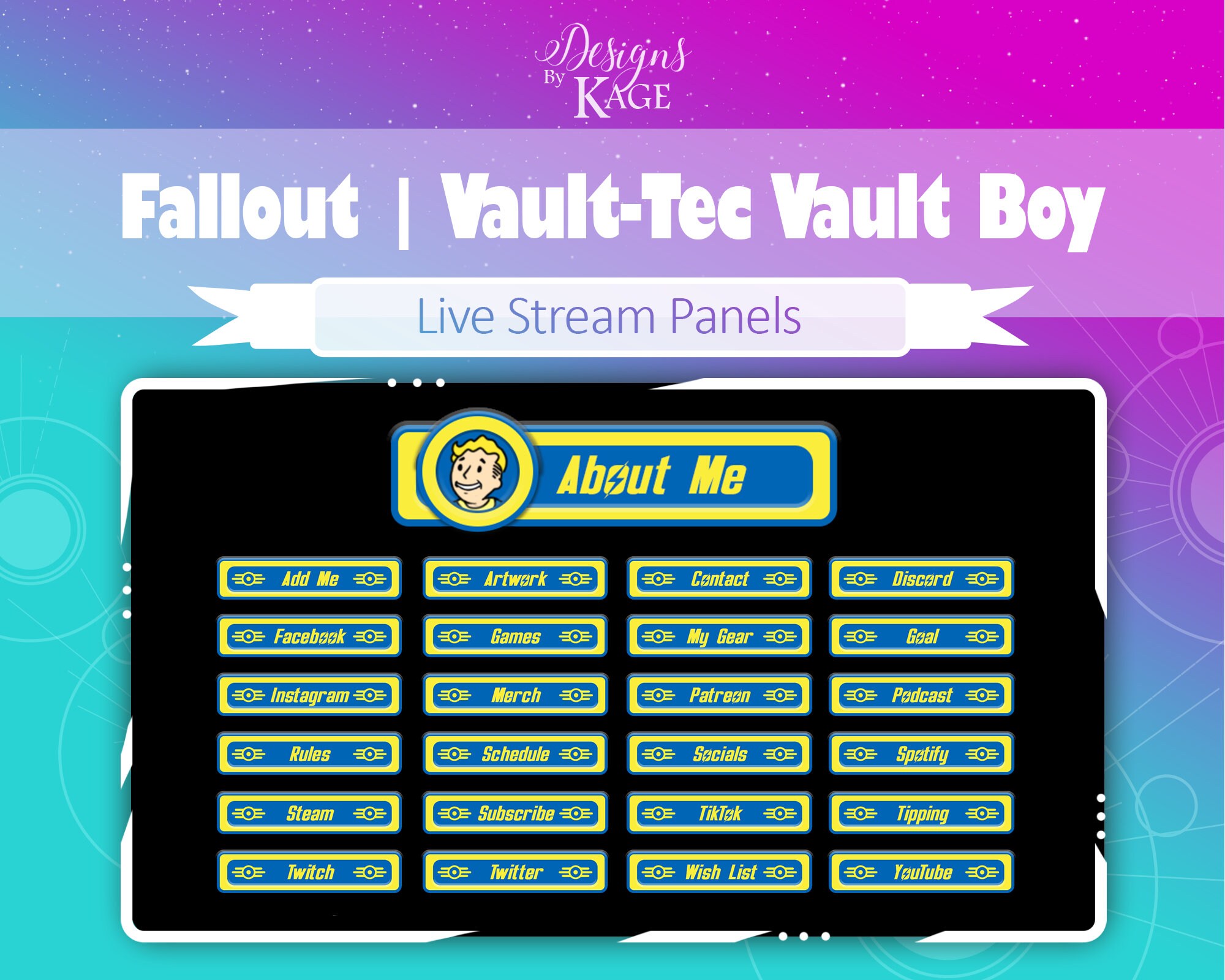 Fallout Vault-tec Featuring Vault Boy Stream Panels Twitch Panels, Kick ...