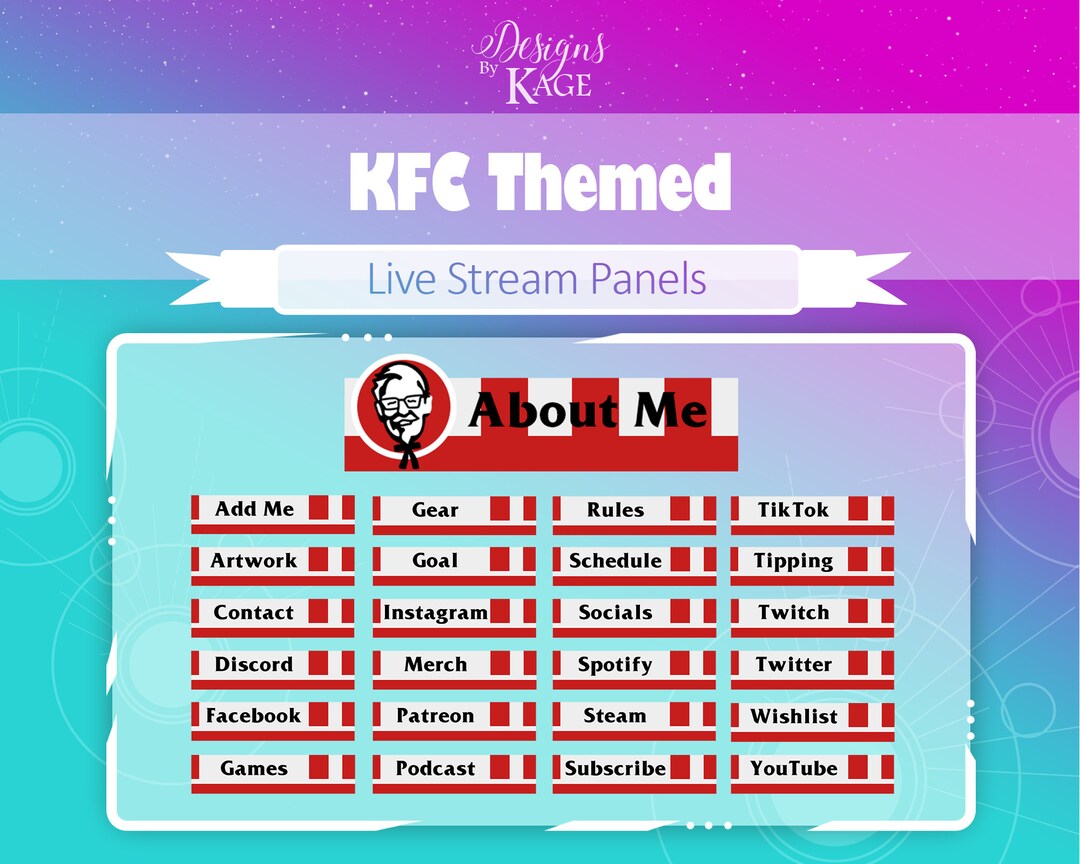 KFC X25 X25 Stream Panels Twitch Panels, Kick Panels Overlays Streamer ...