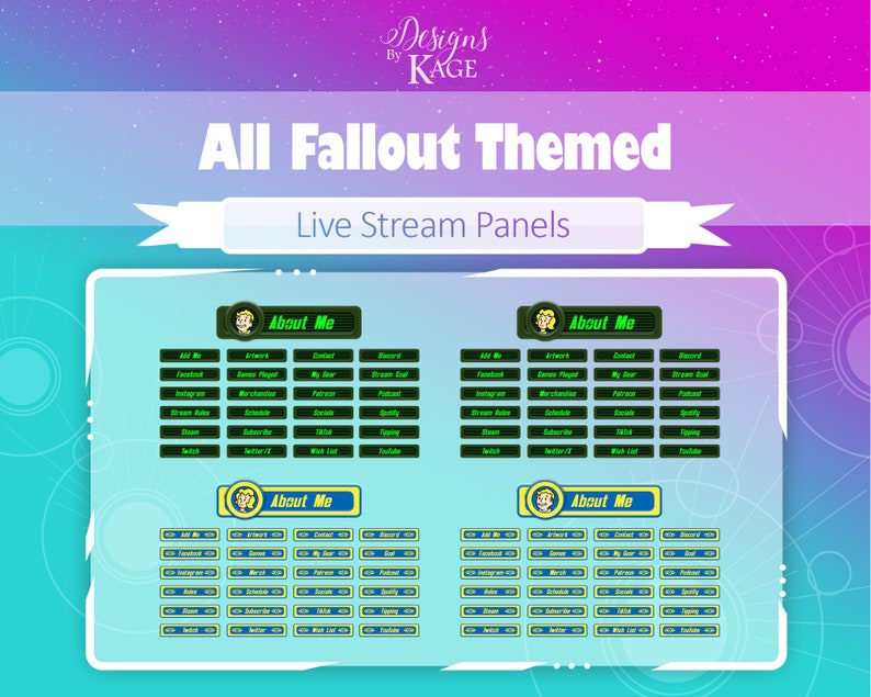 Fallout Themed X25 Twitch Panels Featuring Vault Boy for Live Streaming ...