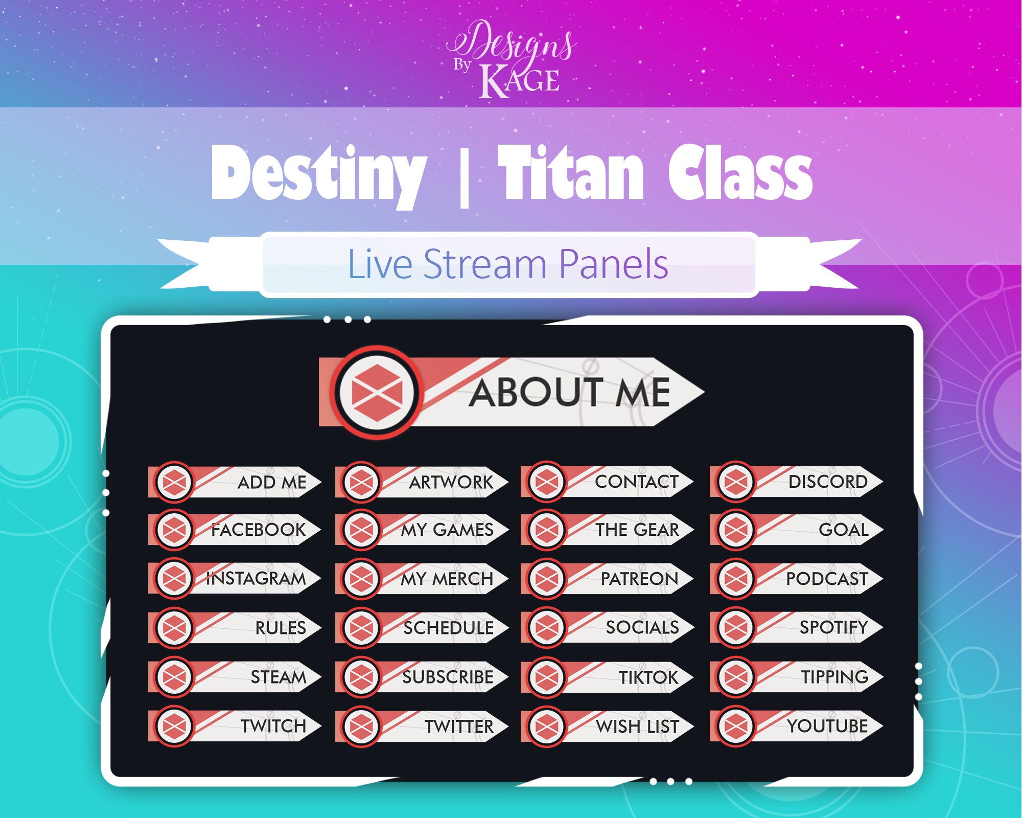 Destiny 2 Titan X25 Stream Panels Twitch Panels, Kick Panels Overlays ...