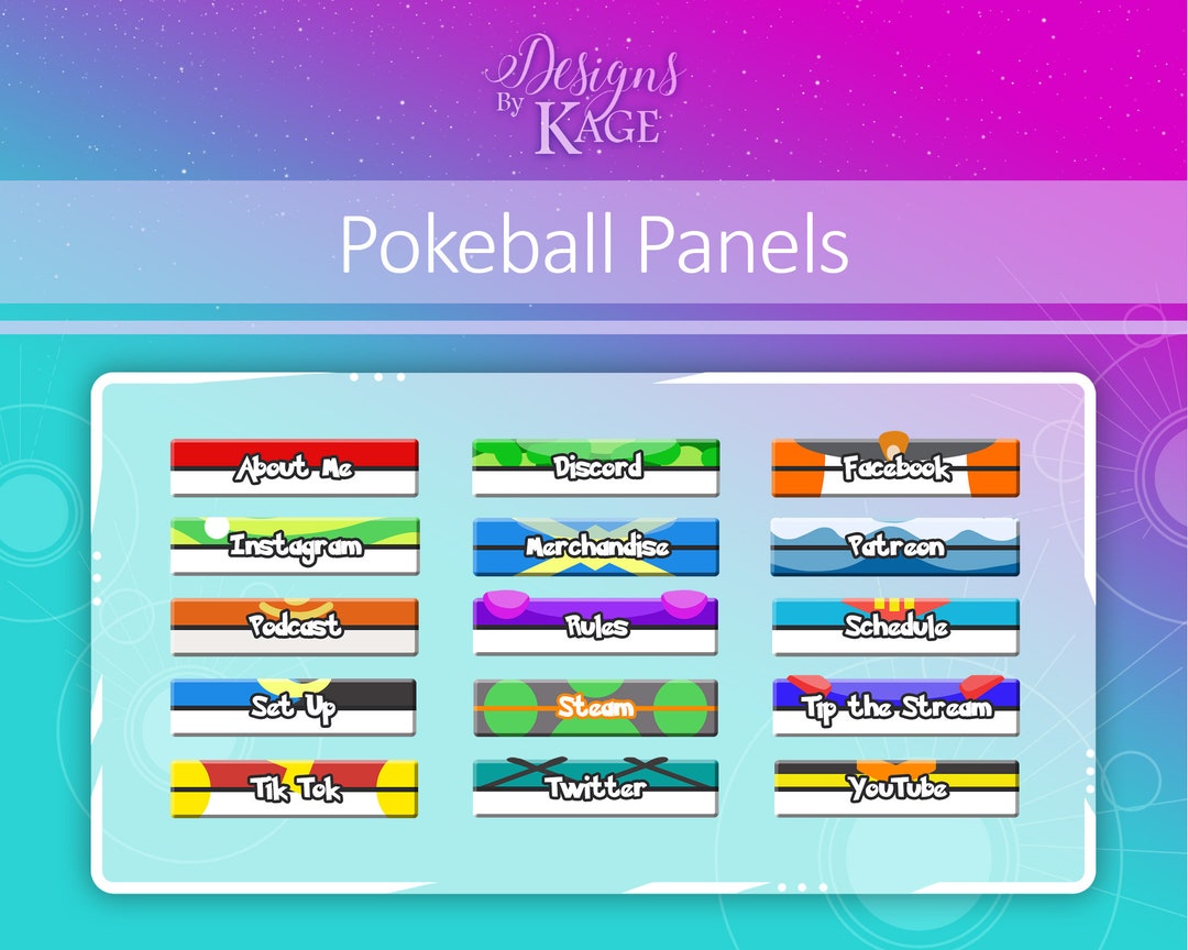 Pokemon Pokeball X15 Stream Panels Twitch Panels, Kick Panels Overlays ...