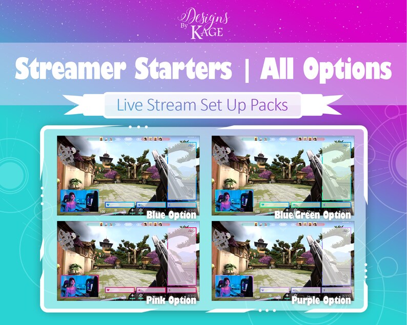 Streamer Starter Kits Blue X7 Overlays X7 Stream Alerts X6 Sub Badges ...