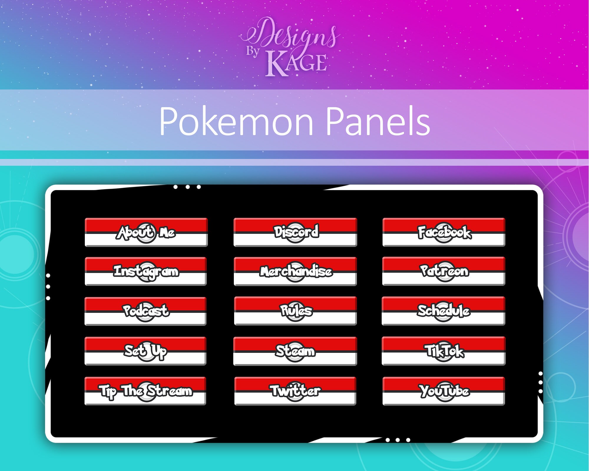 Pokemon Pokedex X15 Stream Panels Twitch Panels, Kick Panels Overlays ...