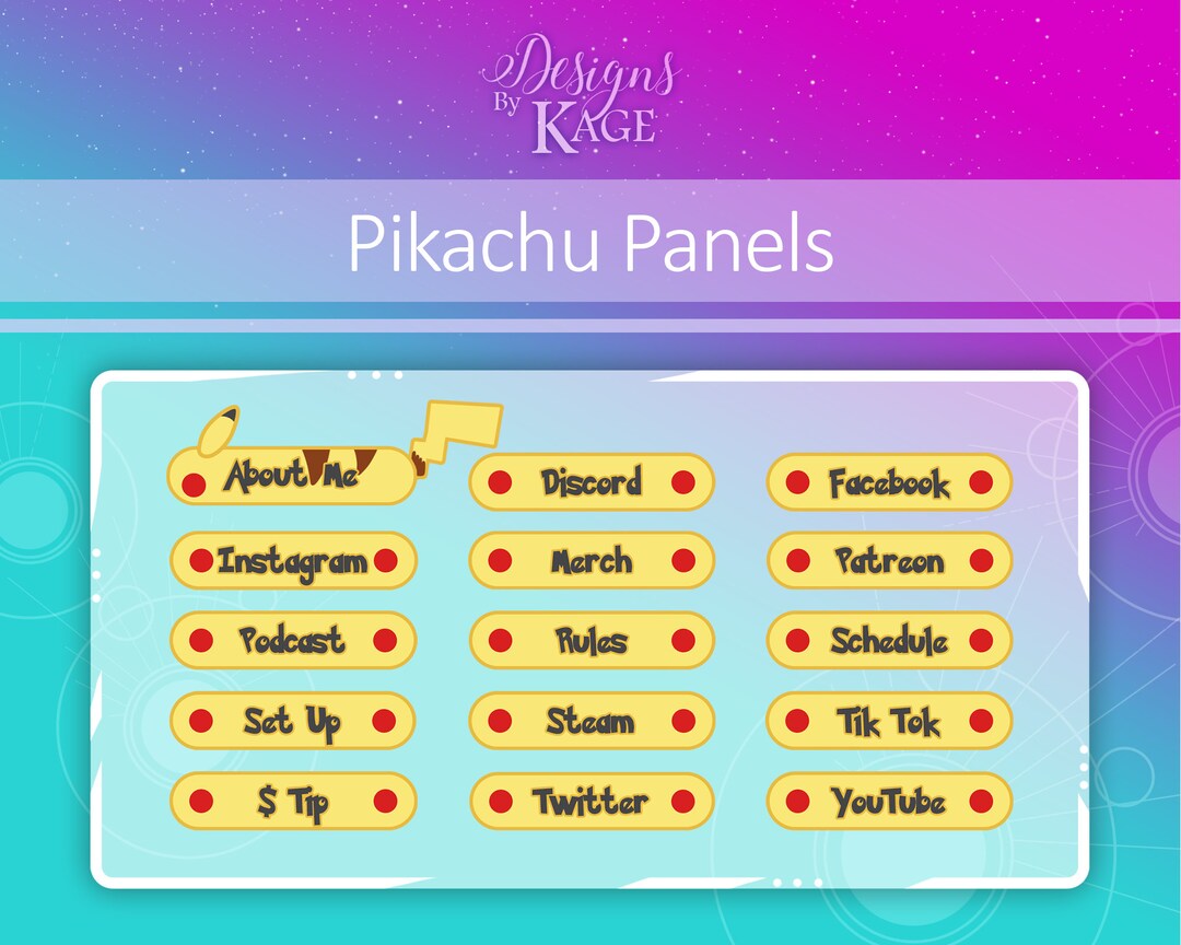 Pokemon Pikachu X15 Stream Panels Twitch Panels, Kick Panels Overlays ...