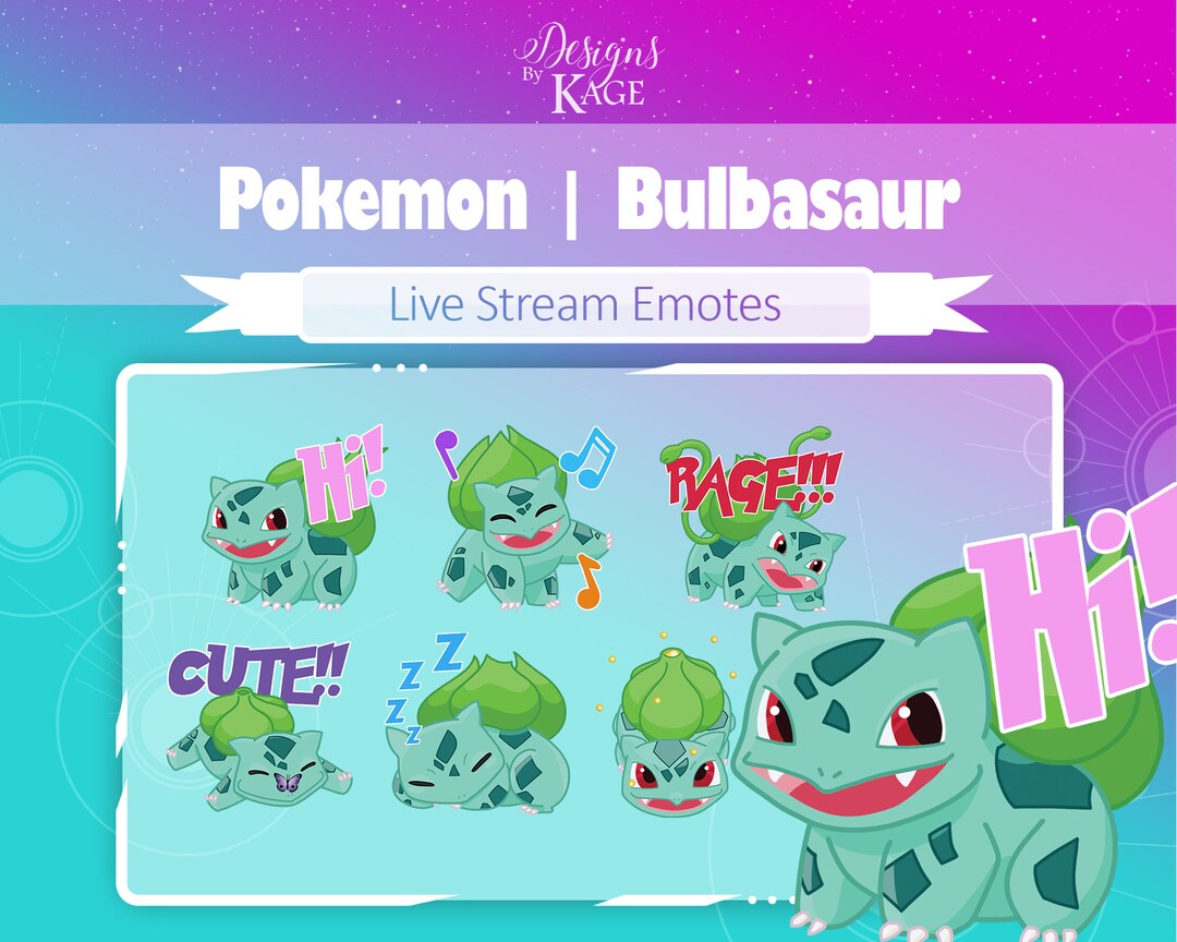 Pokemon Bulbasaur X6 Stream Emotes Pack Twitch Emotes, Discord Emotes ...