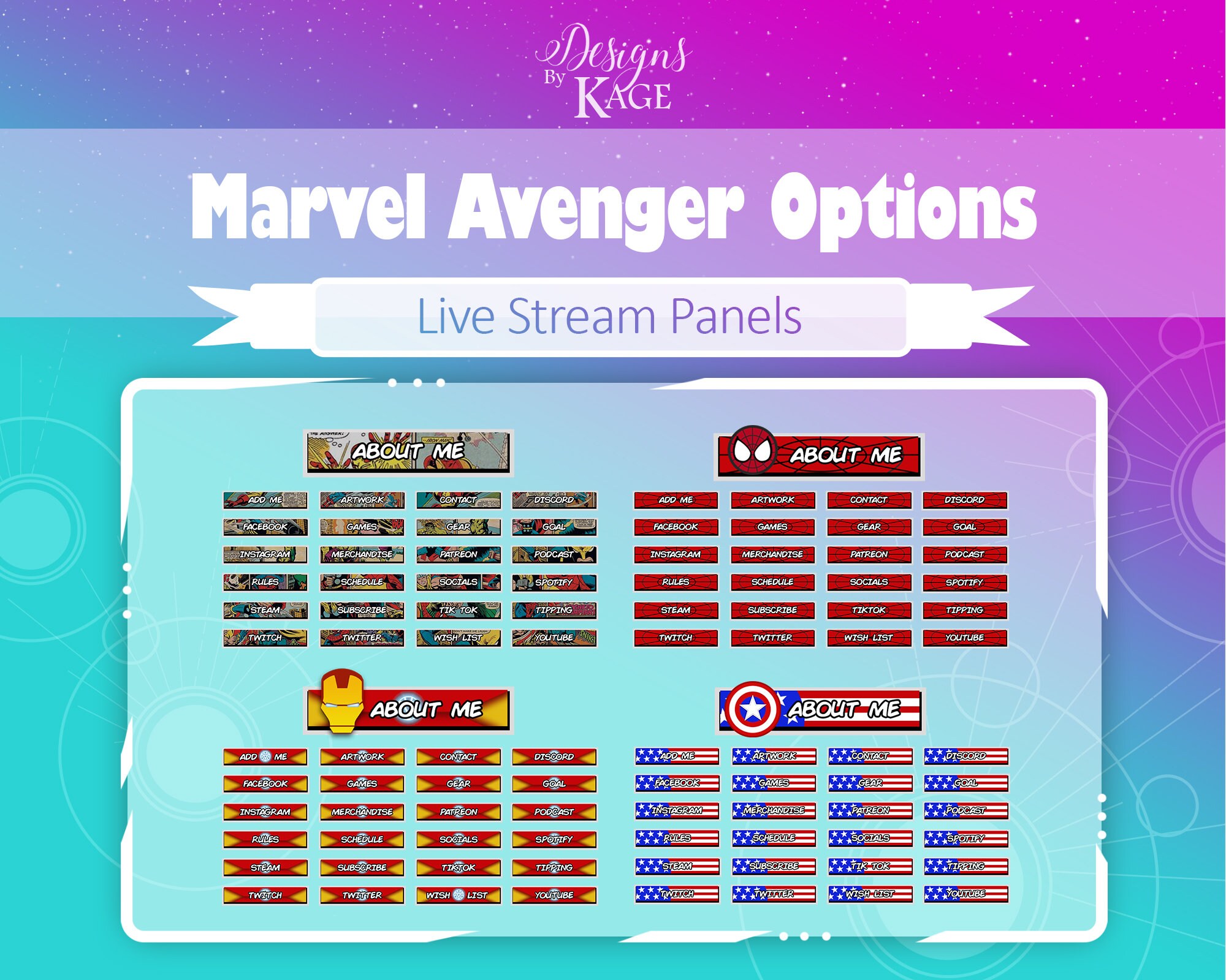 Marvel Spiderman X25 Stream Panels Twitch Panels, Kick Panels Overlays ...